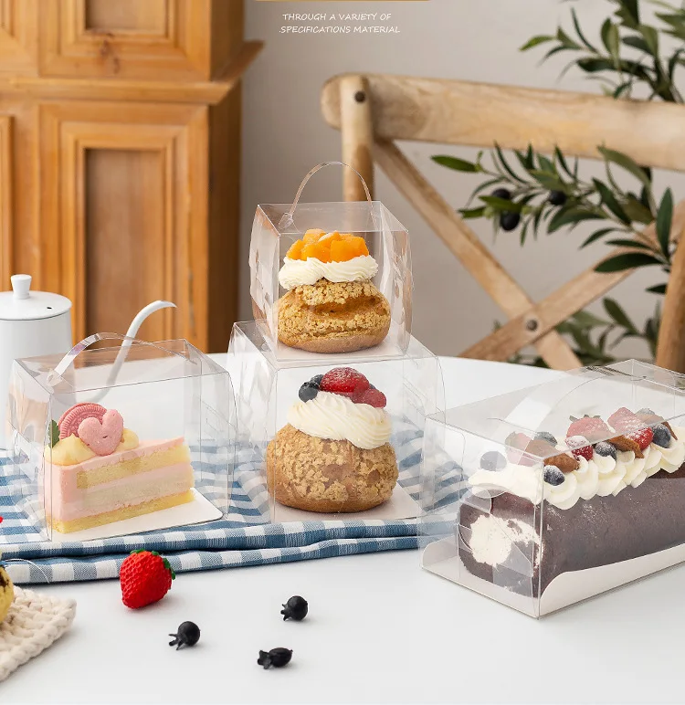 6/8 Inches Cut Cake Packing Box Pastry Puffs Clear Layer Cake Holding ...