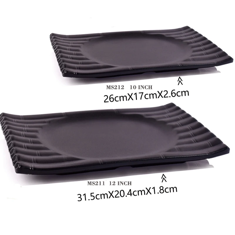 Japanese Restaurant Sushi Dinner Serving Rectangle Matte Black Melamine ...