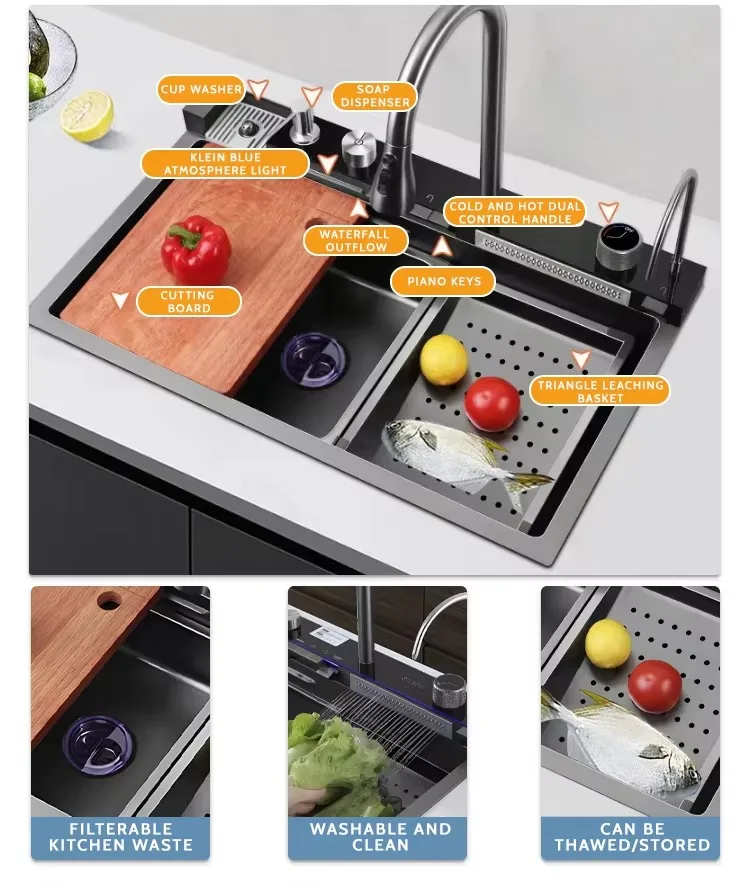 2025 Popular Large Single Slot Multifunction Sink - Anti-Scratch LED ...