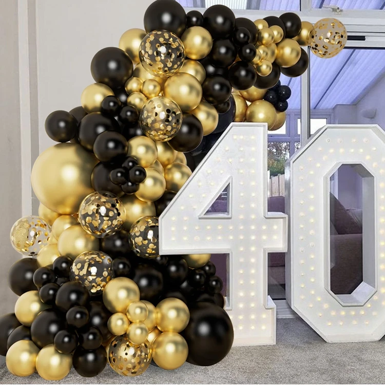 Black Gold Balloon Garland Arch Kit - Perfect for Birthdays