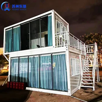 20ft To 40ft Prefabricated Container Outdoor Terrace Stairs Coffee Shop ...