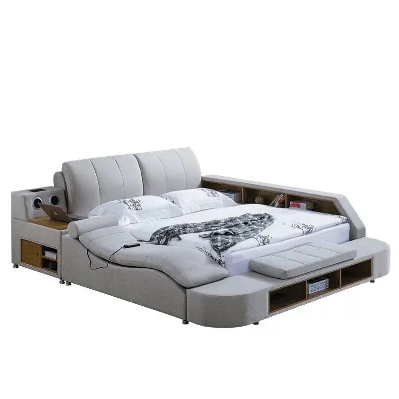 Factory Modern Fabric Soft tatami Bed Luxury Multi function Bed smart Home Bed Alibaba