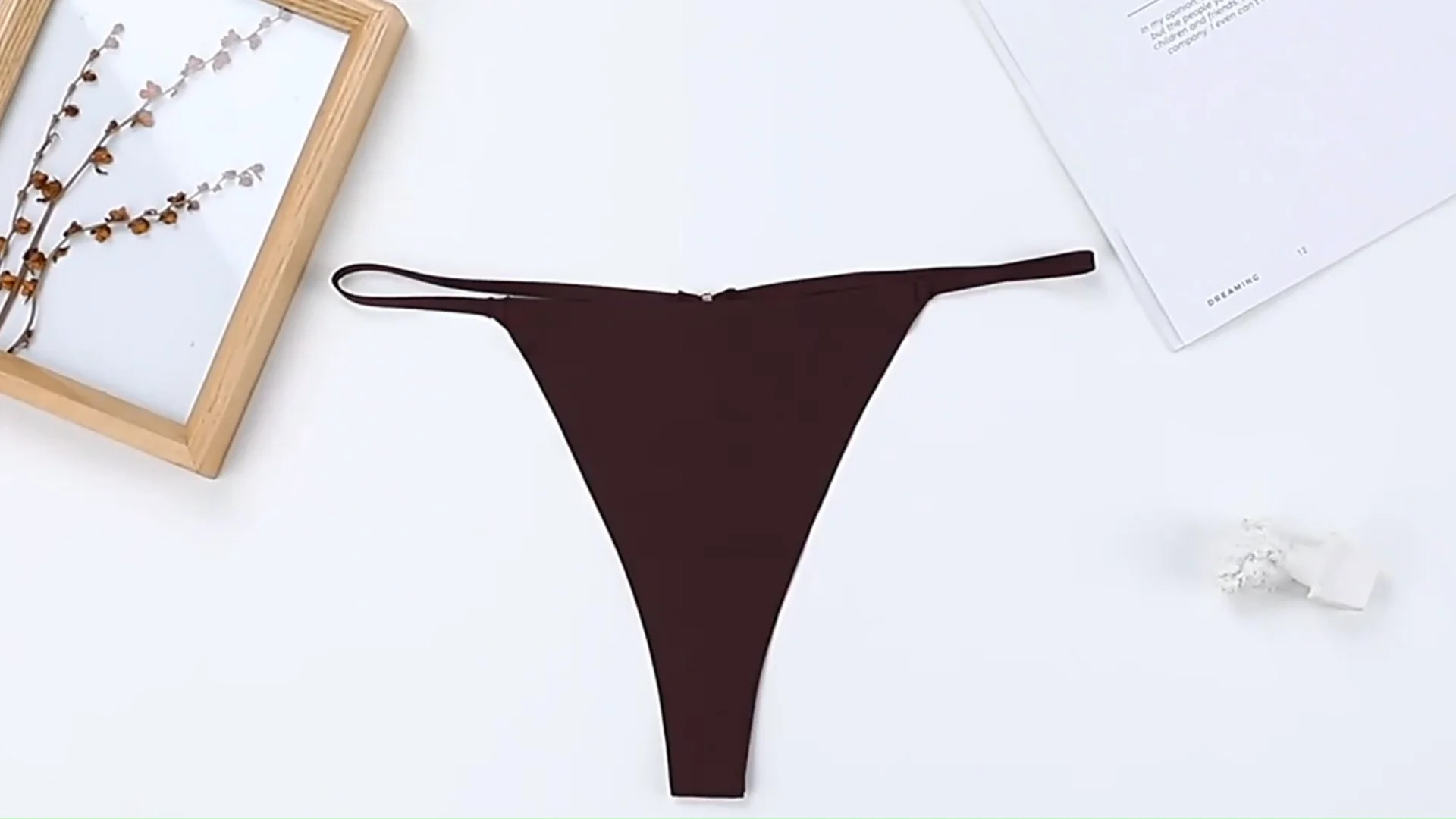 Ice Silk Low Waist Traceless Breathable Panty Sexy Thin Belt Ring Chain