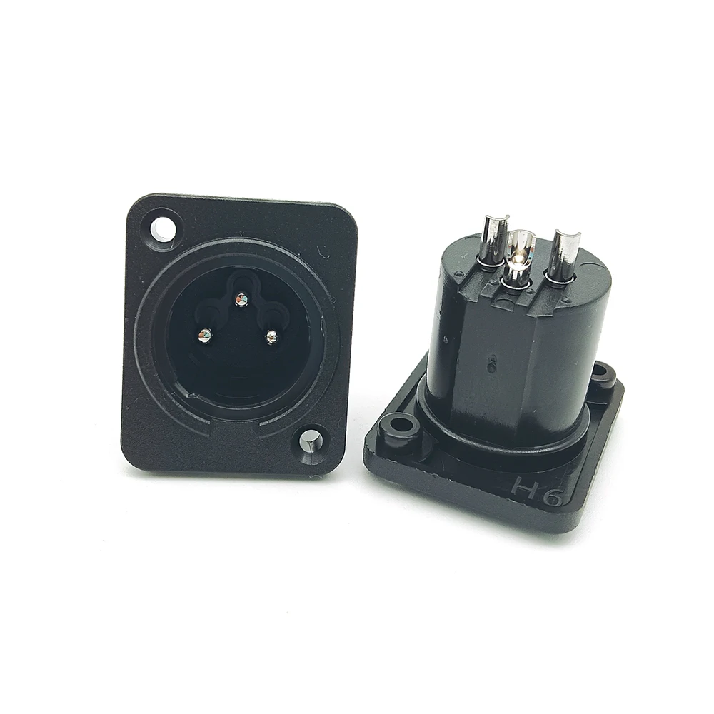 Black Metal Housing XLR 3 Pin Female Panel Mount Chassis Microphone Mic ...