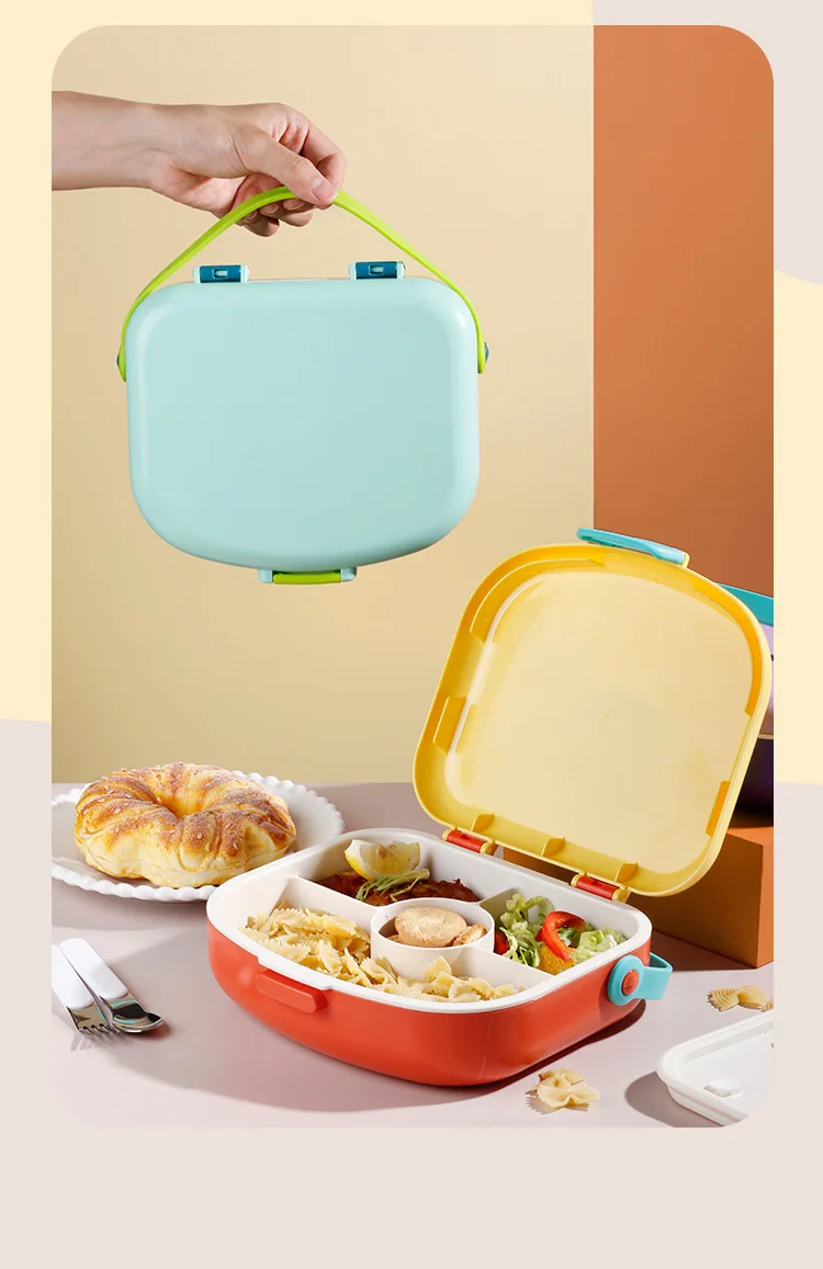 2023 New Kids Bento Box 4 Compartments Lunchbox Portable Sealed Lunch ...