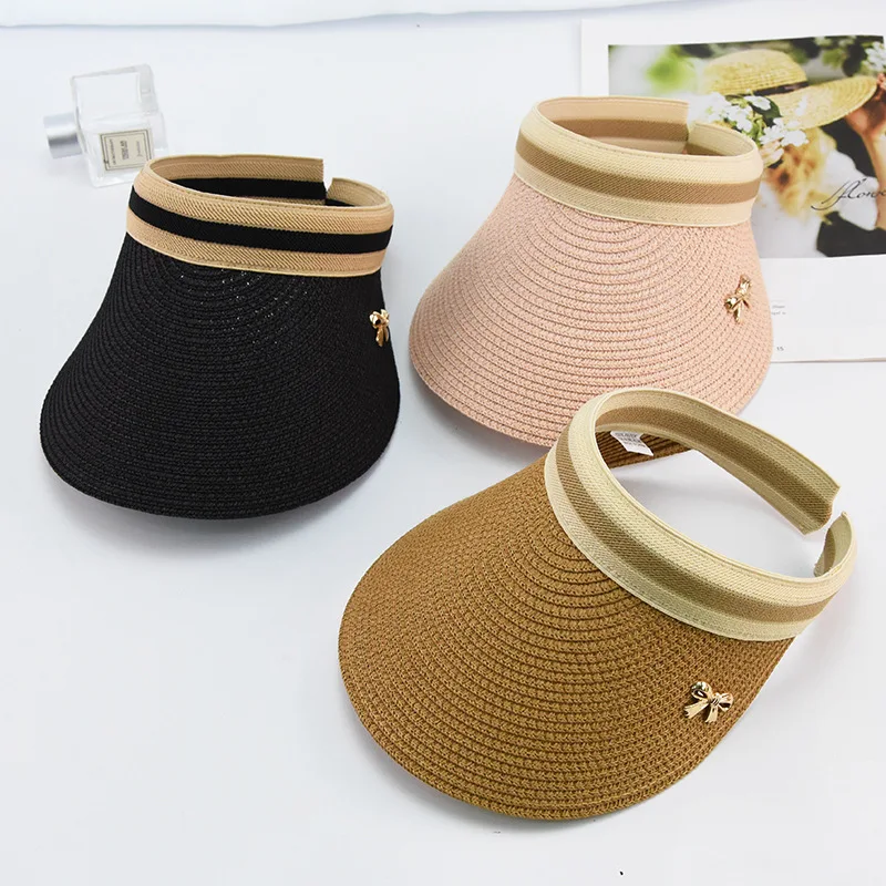 Summer Ladies Sun Visor Hat Wide Brim Empty Top Sunscreen Hats Hiking ...