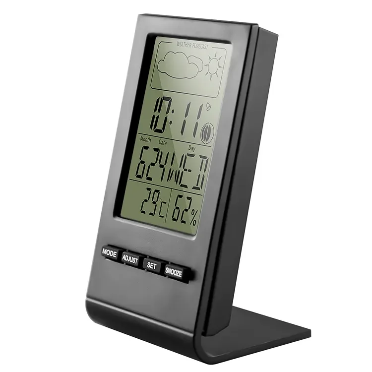 Digital Indoor Desk Humidity Monitor Desktop Clock Room Thermometer ...