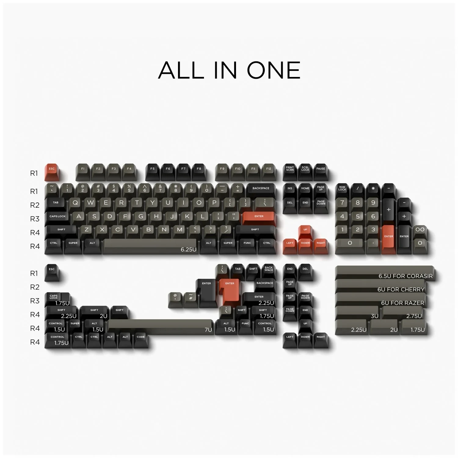 Domikey SA Profile Dolch Keycap Set - Retro ABS Gaming Keycaps