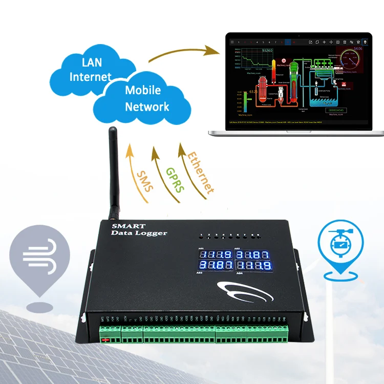 RS485 Network GPRS Ethernet Multi Use Solar Power Data Loggersolar Grid ...