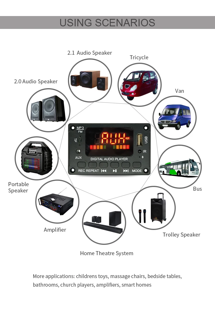 2X40W Bluetooth MP3 Player Power Amplifier Module Speaker
