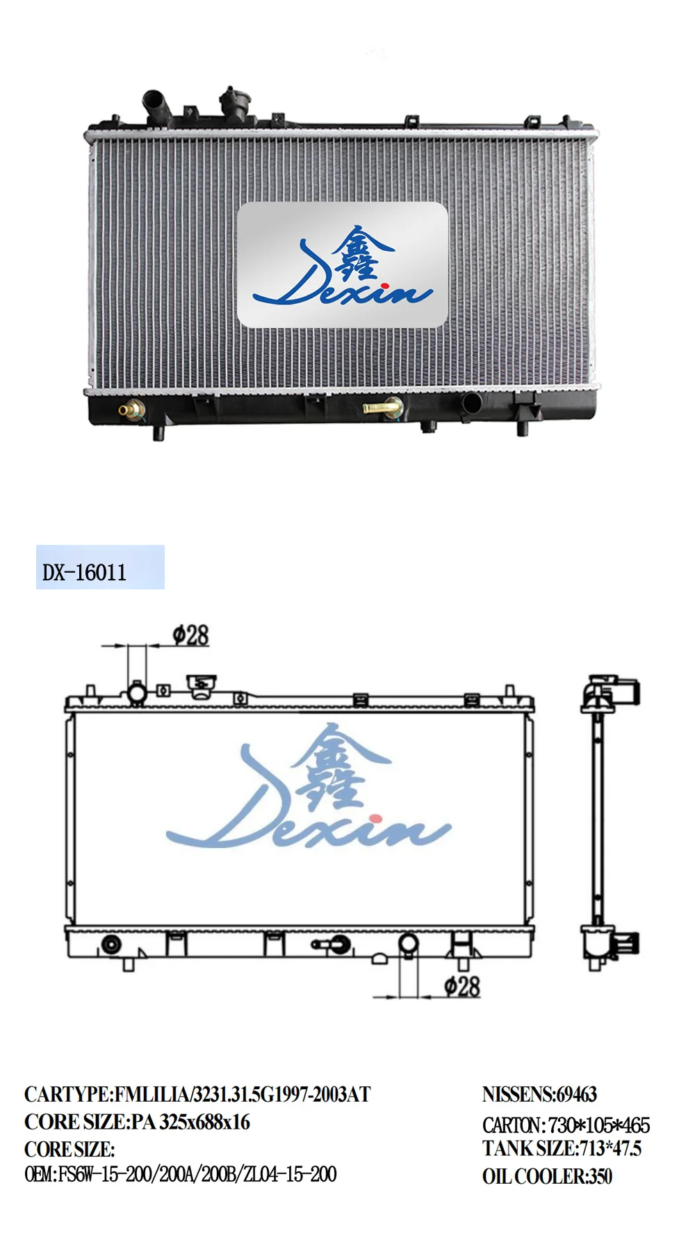 Factory Selling Auto Aluminum Radiator For 323'fml'2003 At Dpi 2303 Oem ...
