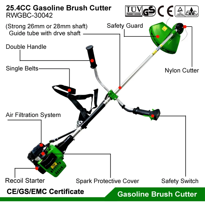 25.4CC 2-Stroke Gasoline Powered Grass Cutter Cordless Petrol Grass ...