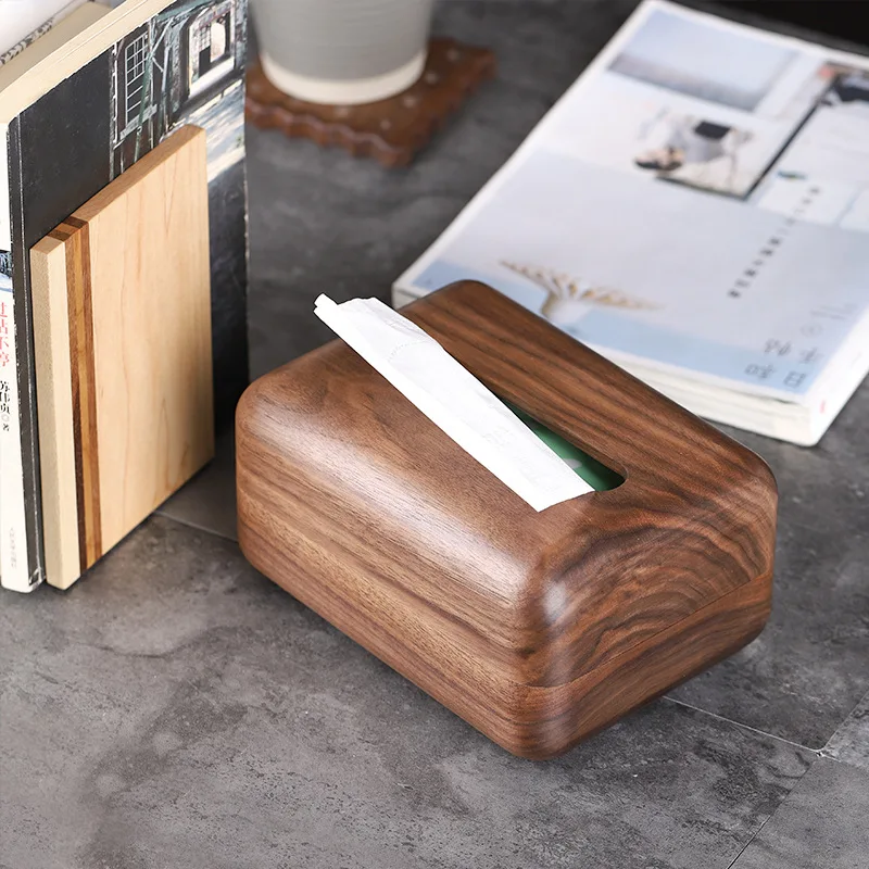 Wholesale Custom Natural Walnut Wood Tissue Box Napkin Container Facial ...
