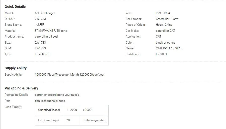 Caterpillar Seal Crankshaft 2W1733 CAT 2w-1733 by KDIK