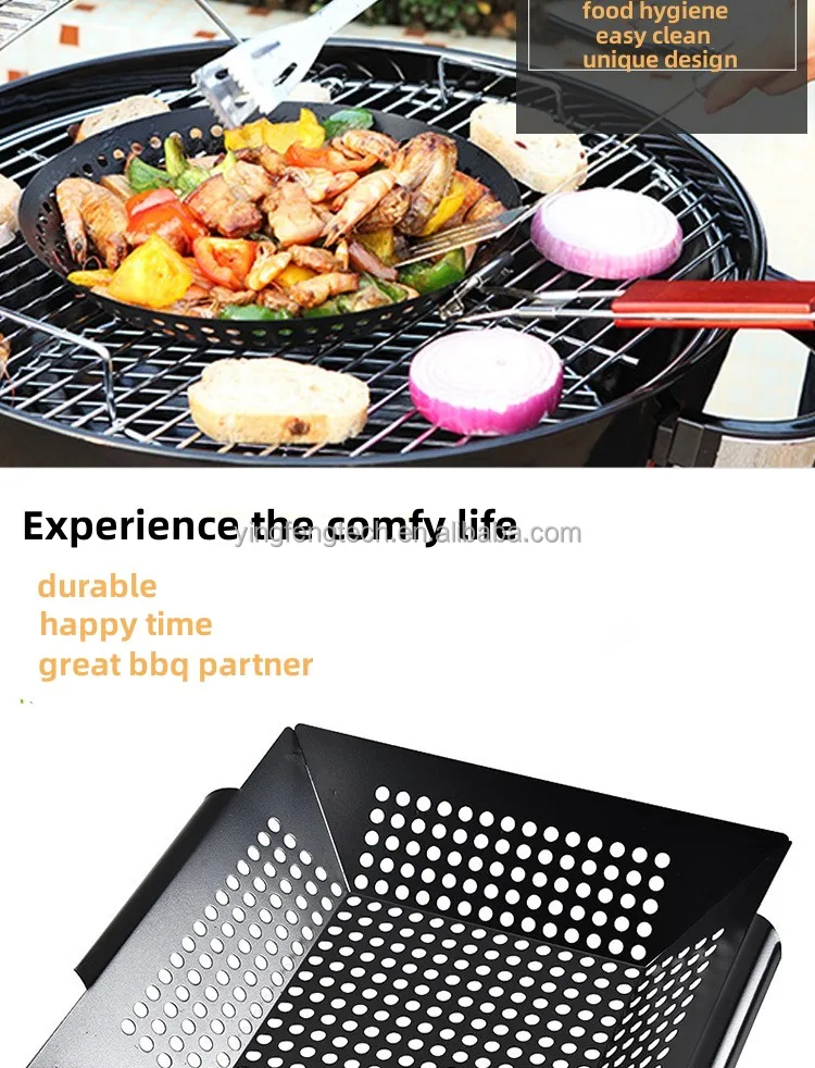 Golden Stainless Steel Square Barbecue Grill Basket Outdoor Barbecue ...