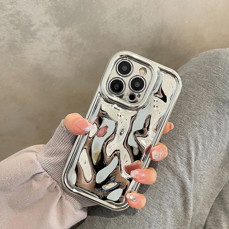 3d Glossy Laser Meteorite Texture Plating Case For Iphone 15 14 13 12 ...