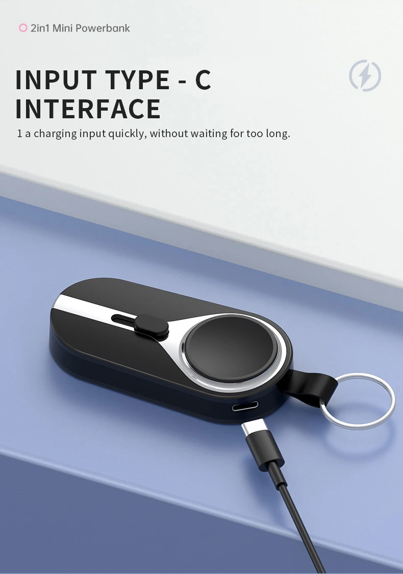 New 2 In 1 2000mah Portable Charger Mini Keychain Emergency Power Bank ...