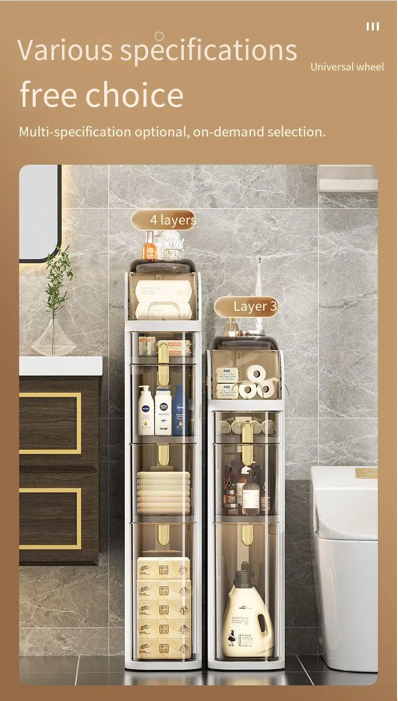 Rmier Plastic Bathroom Crevice Storage Cabinet Household Drawer Style ...