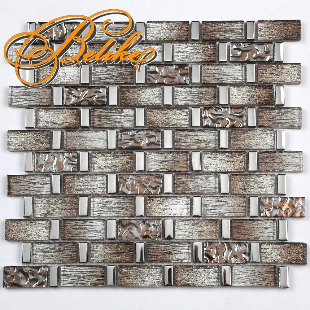 Blue Gradient Tactile Relief Glass Mosaic Wall Tile Elegant Ambience ...