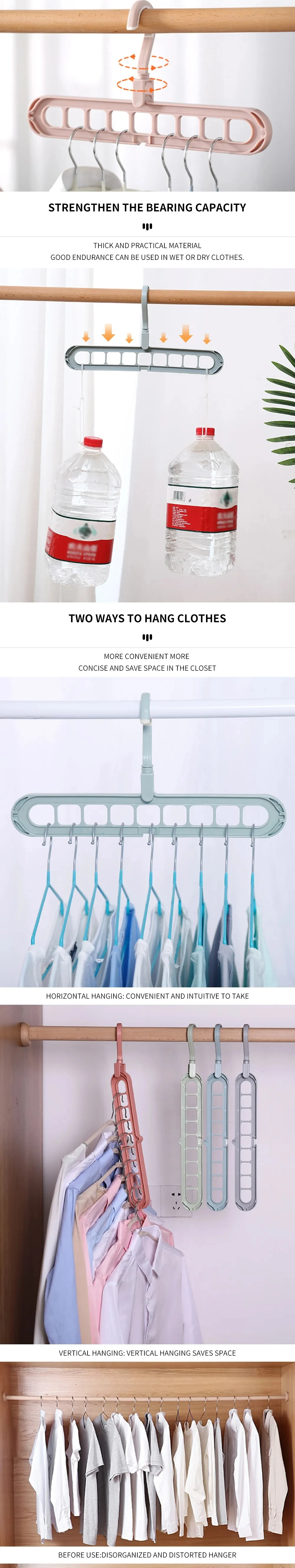 Wholesale 9 Hole Space Saving Magic Plastic Hanger