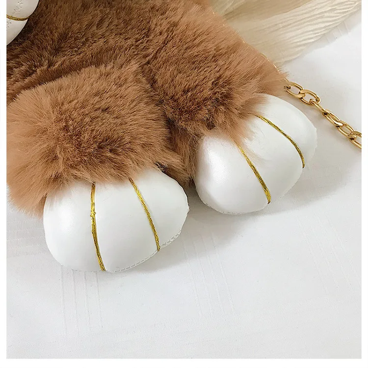 Cute Shaggy Kawaii Plush Bunny Rabbit Animal Shoulder Bag