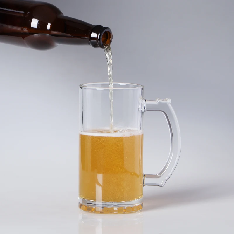 Clear 16oz 500ml Cylinder Transparent With Handle Customized Beer Glass ...