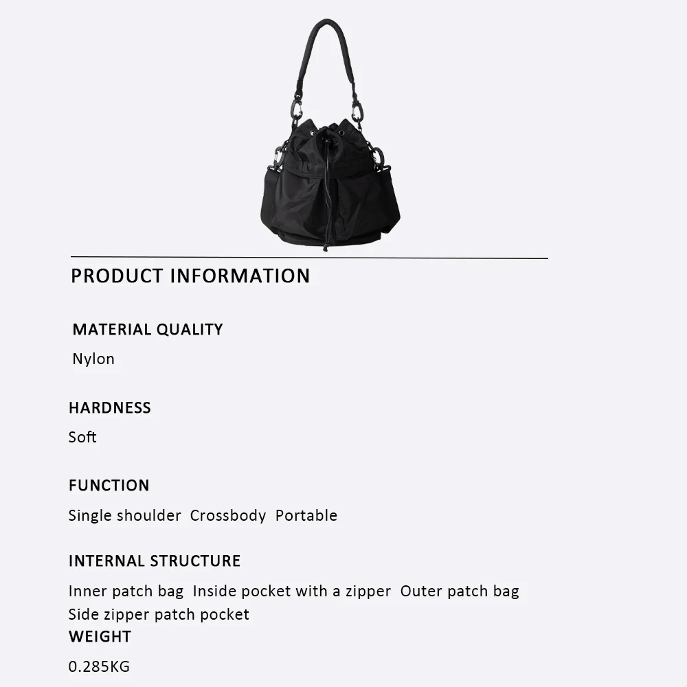 Nylon Fabric Hand Bag Drawstring Design Tote Bag Female