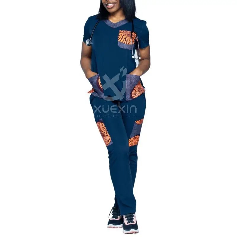 Medics African Print Scrubs Tops and Pants - Women's Sets