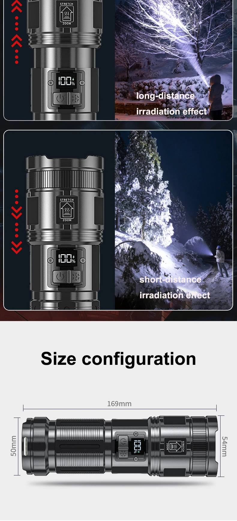 3500lm P90 Multifunction Waterproof Dimming Light Flashlight