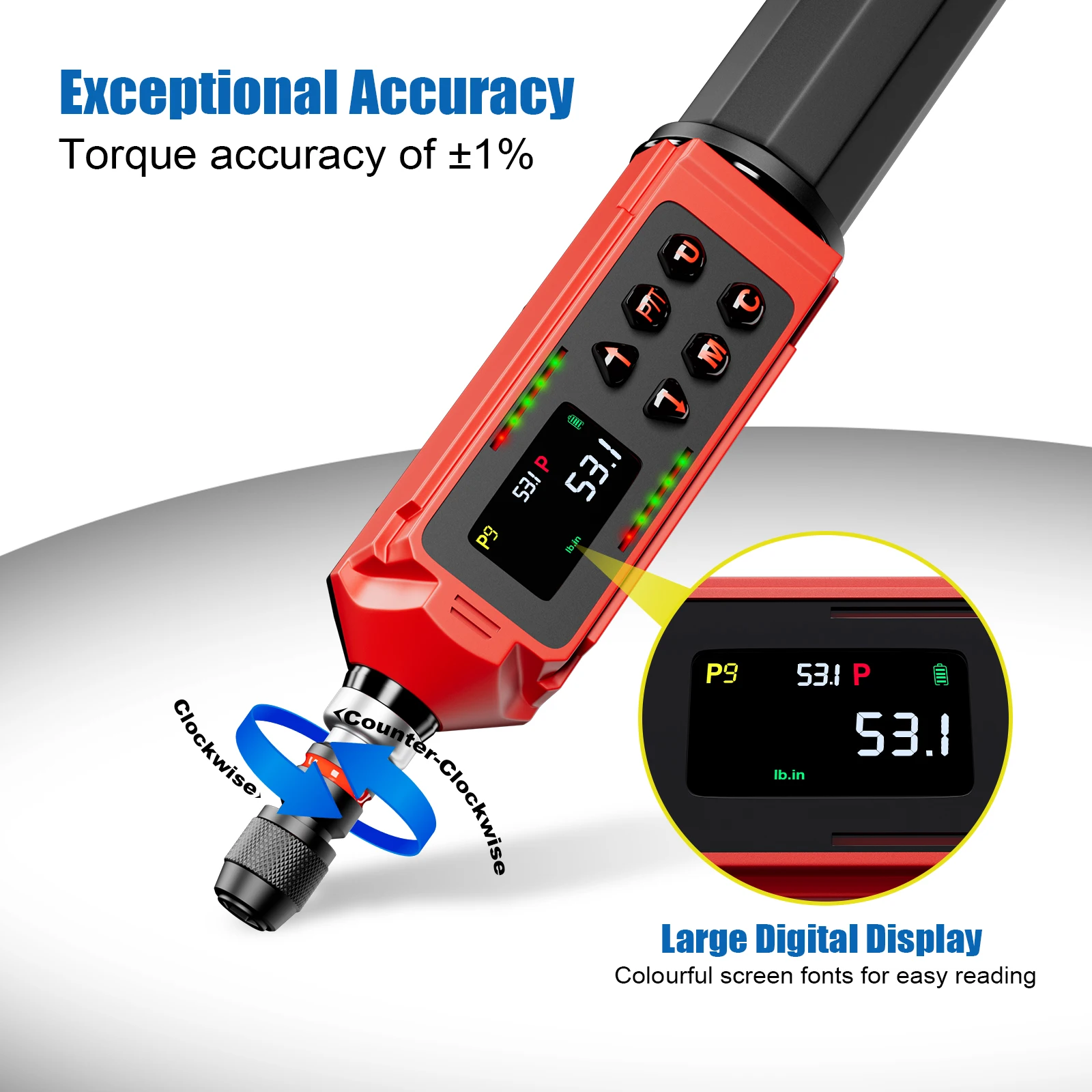 Adjustable Digital Torque Screwdriver - 0.09-6 Nm