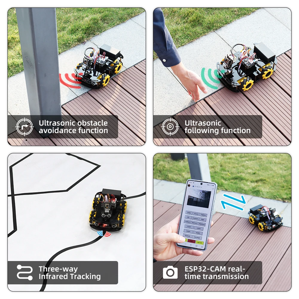 Tscinbuny Esp32cam Starter Kit Programmable Obstacle Avoidance Tracking Smart Camera Robot Car
