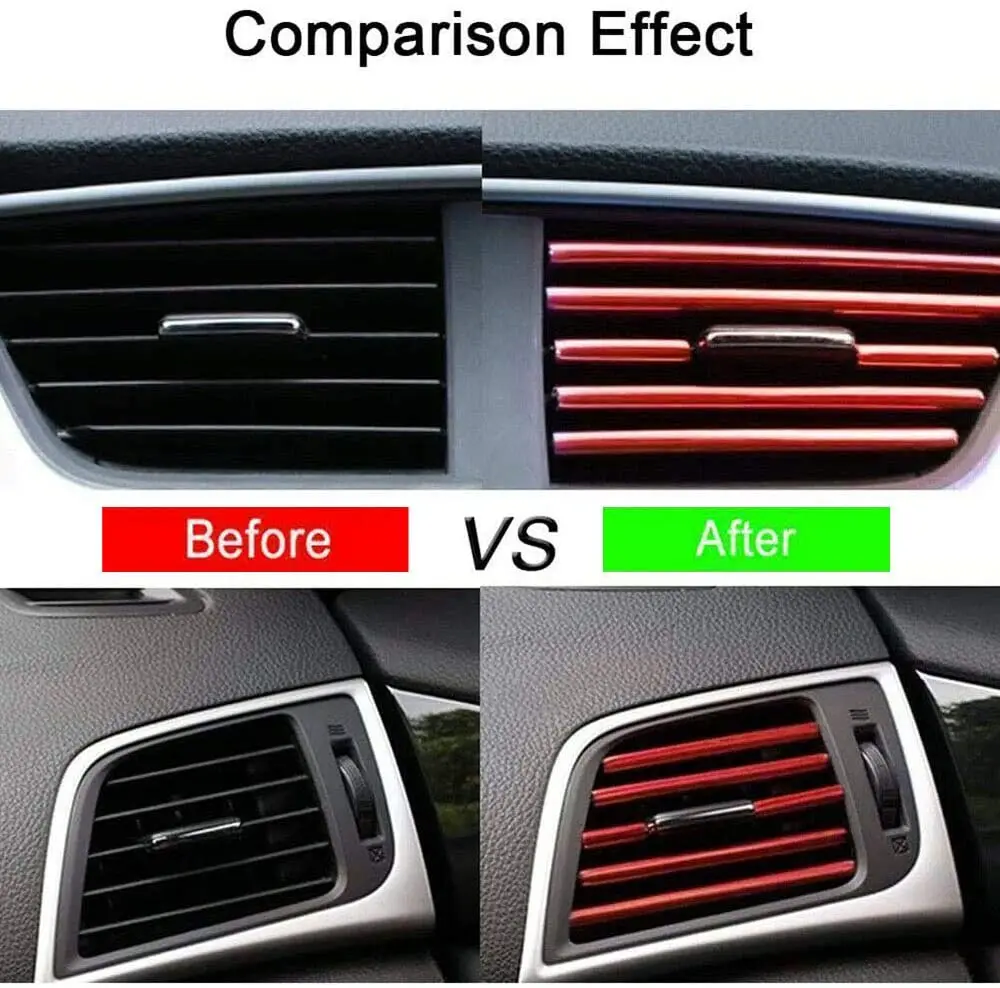 10 Pcs 20cm Car Air Conditioner Vent Outlet Trim Strip U Shape Chrome ...