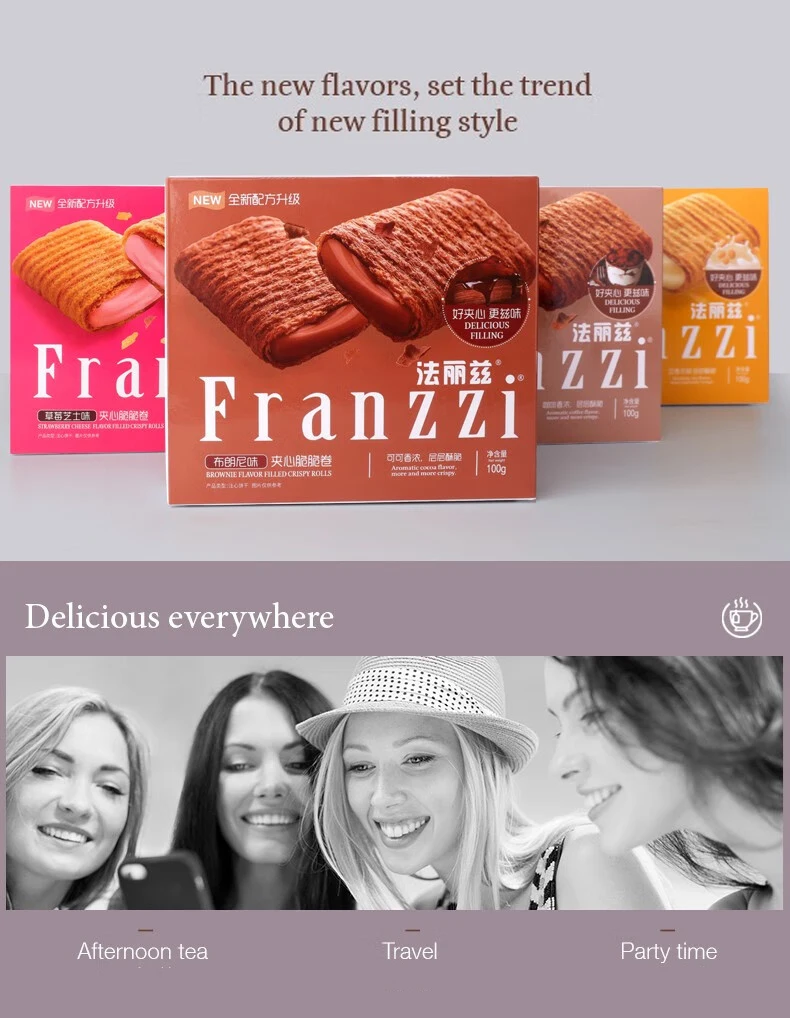 Franzzi Cookies 100g Strawberry Cheese Sandwich Wafer Rolls Multi ...