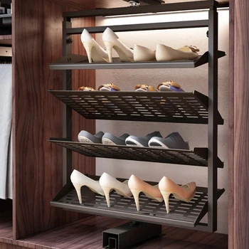 Modern Bedroom Wardrobe Pull Out Swivel 360 Rotating Shoe Rack With ...