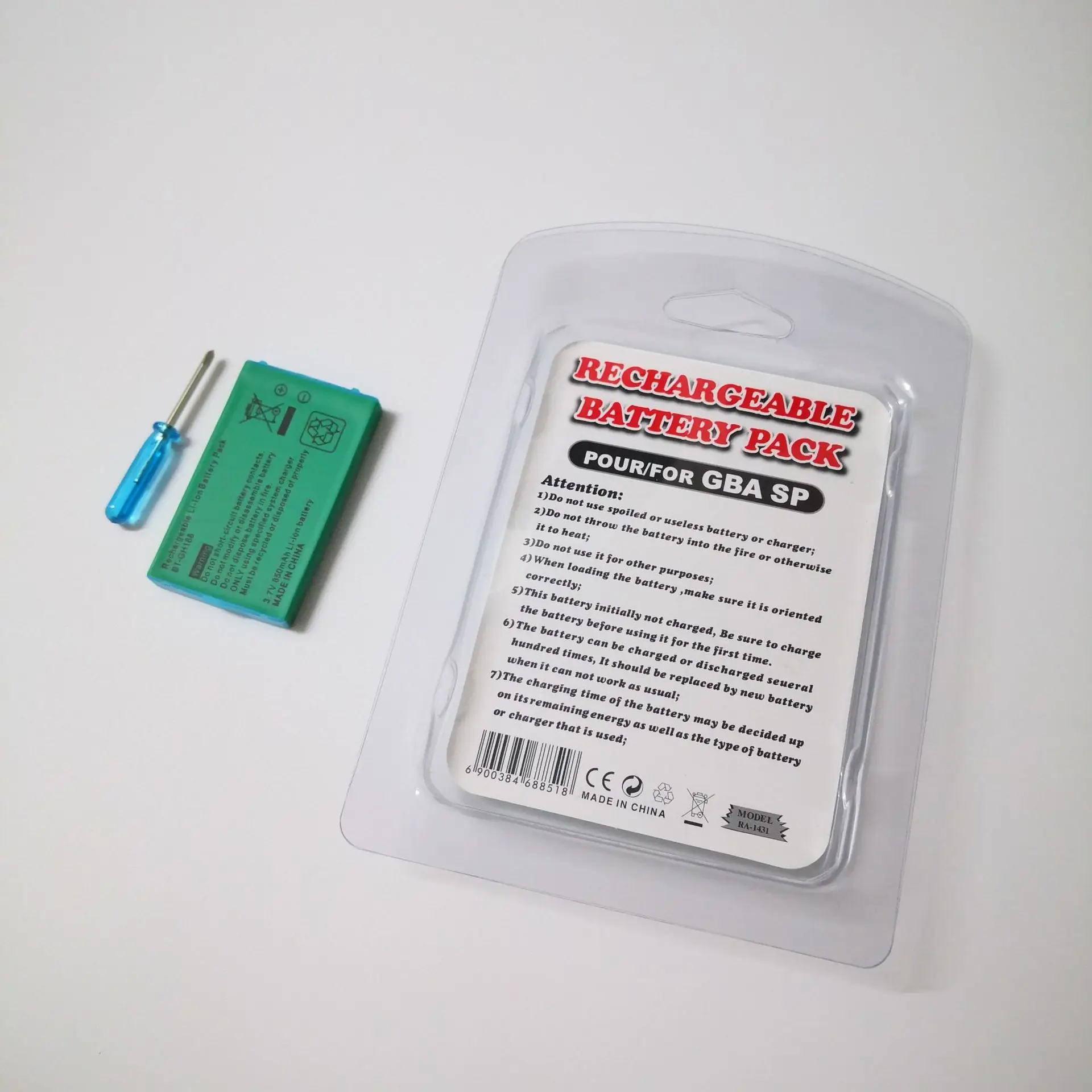 Replacement 850mAh Battery Pack With Tool for GBA SP Lithium-ion ...