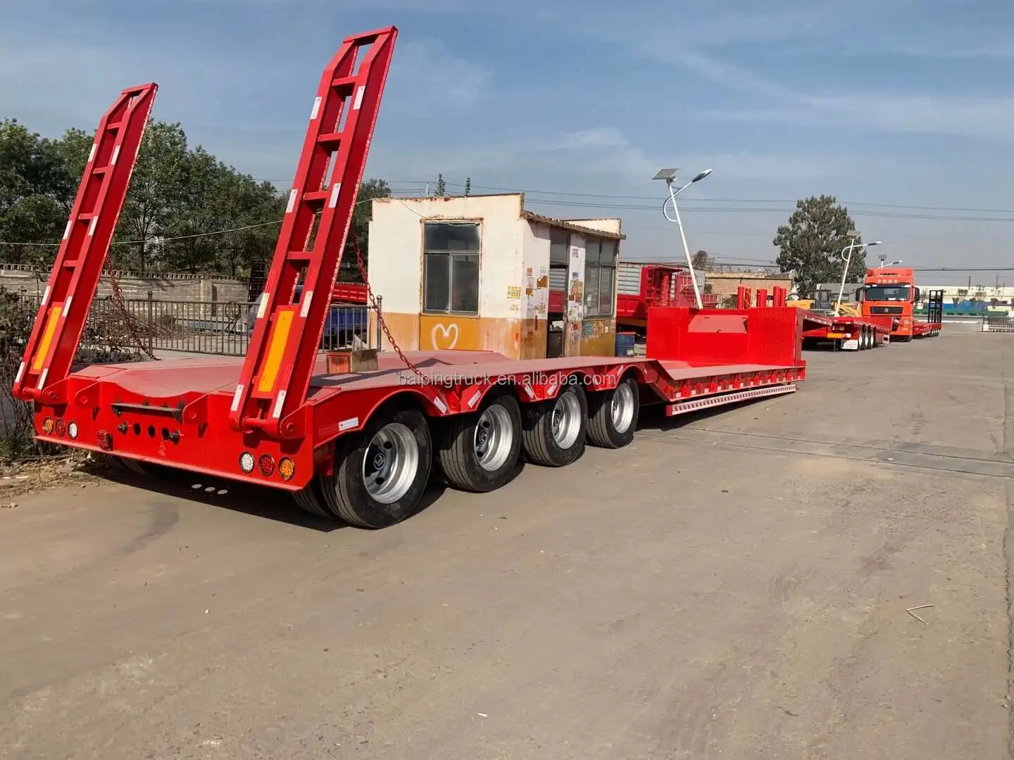 80 Ton Steel Front Load Lowbed Lowboy Trailer Rigid Suspension ...