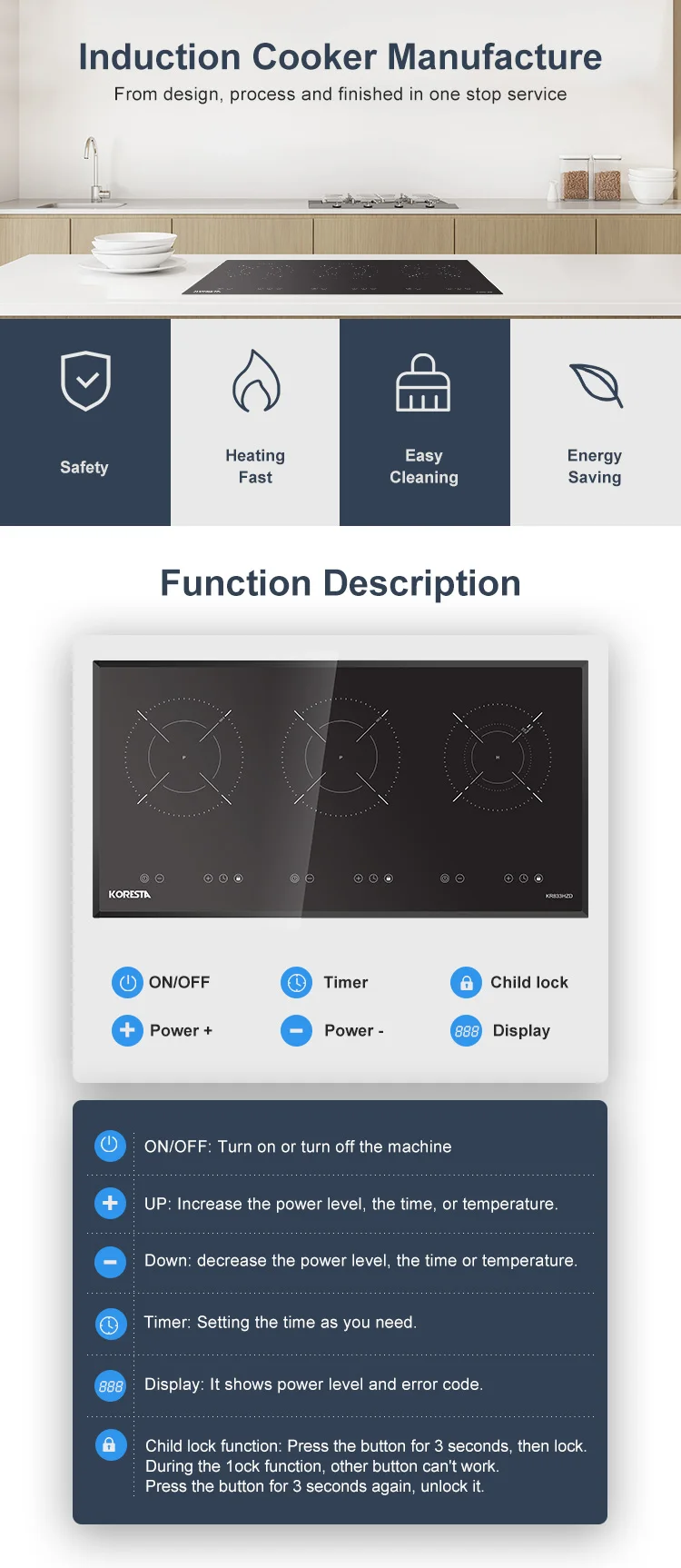 Tiansta Cheap Electric Commercial Chinese 5kw 3 Burner Induction Cooker ...