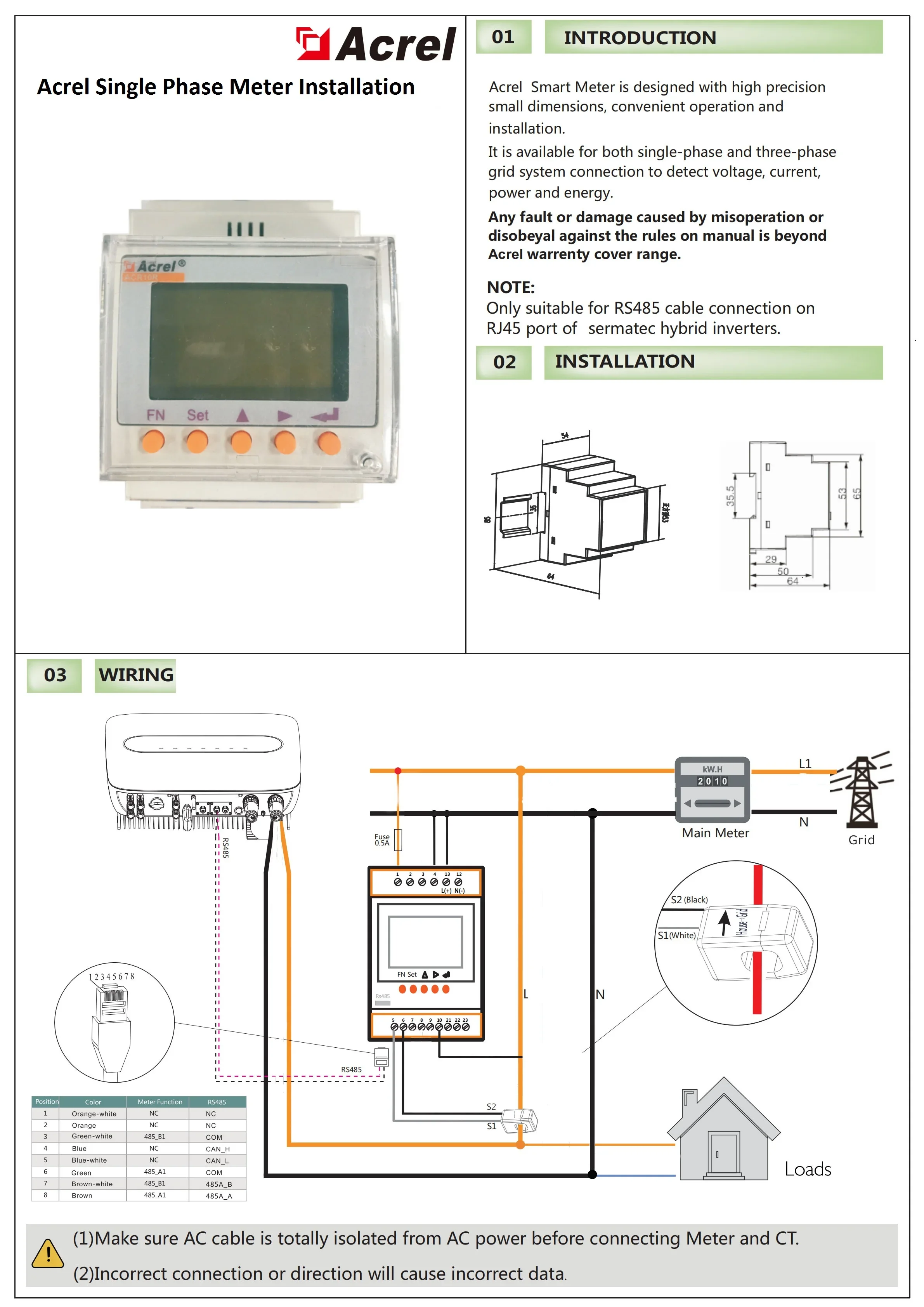 Acrel External Switched Transformer 3 Phase Meter 20ka Roche Coil ...