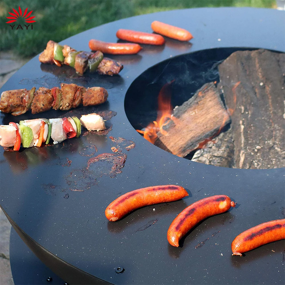 Multi-functional 40 Inch Round Shaped Firepit Outdoor Barbecue Grill ...