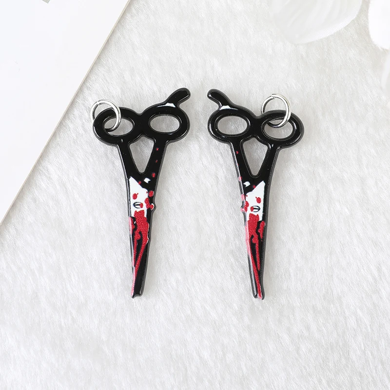 Gothic Bloody Knife Charms Scissors Axe Blood Acrylic Halloween Weapon ...