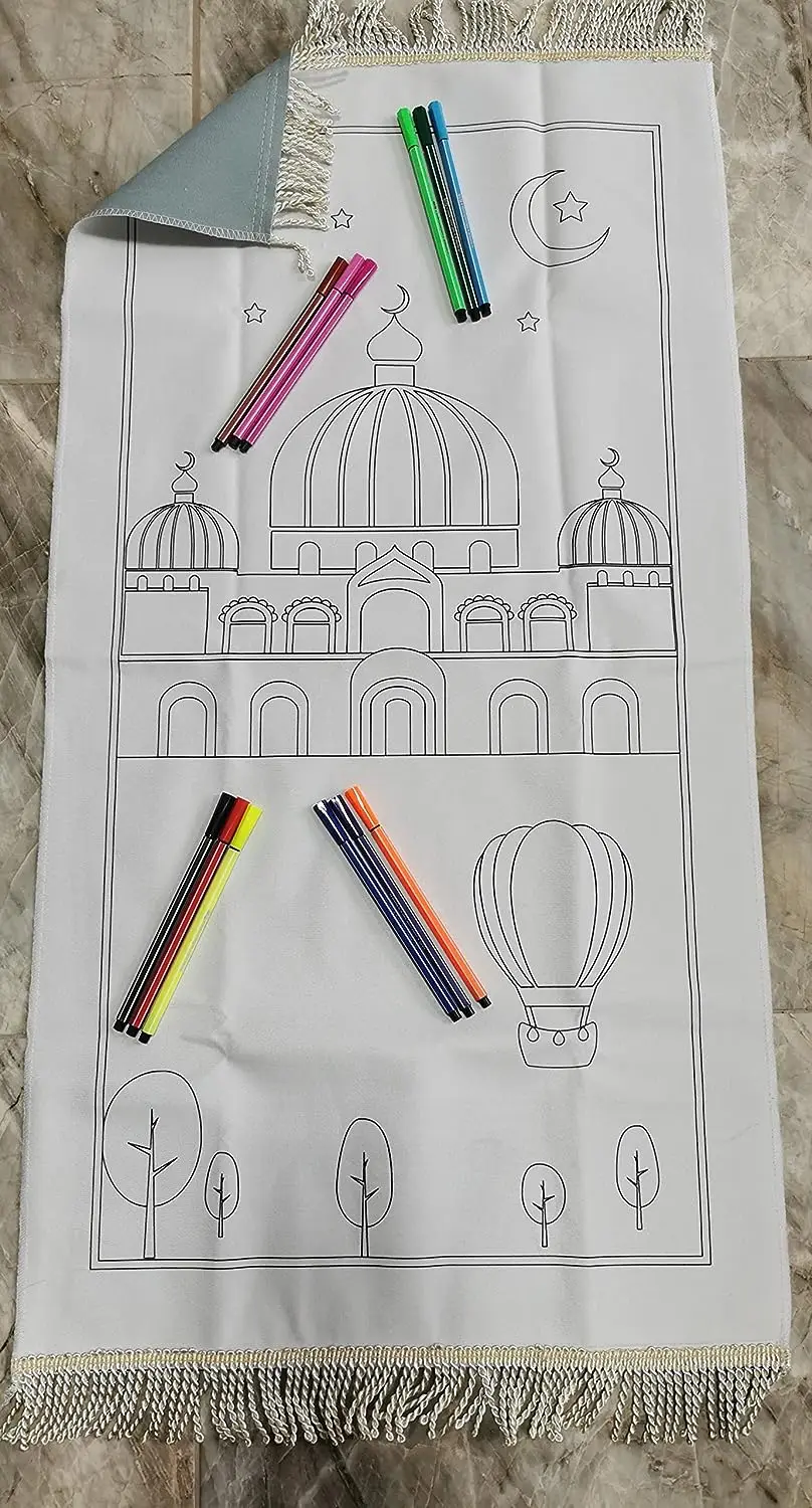 50*90cm Eid Gift Prayer Rug With Color Pens Namaz Carpet Draw No Color ...