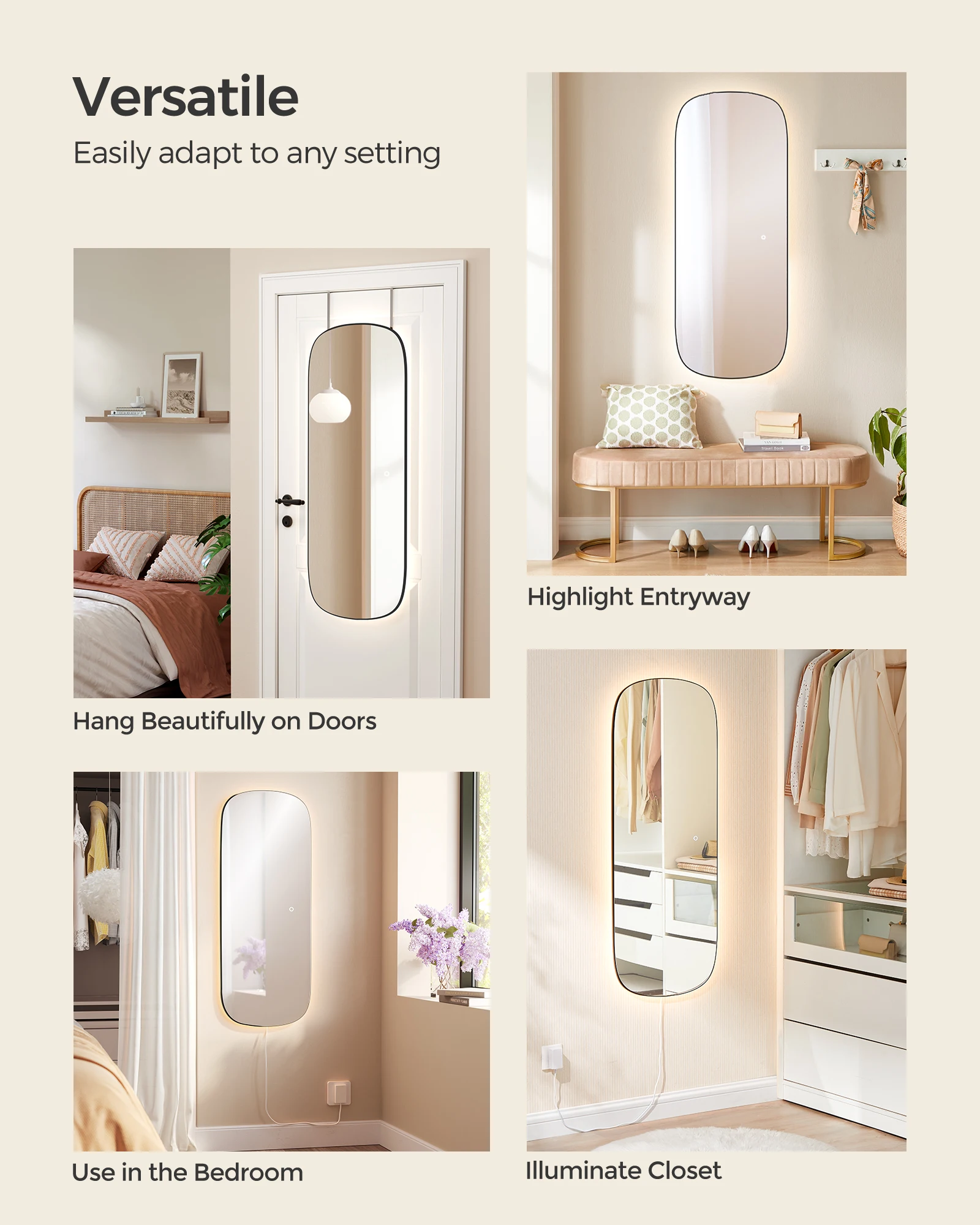 SONGMICS LED Full Length Mirror with Lights - Wholesale