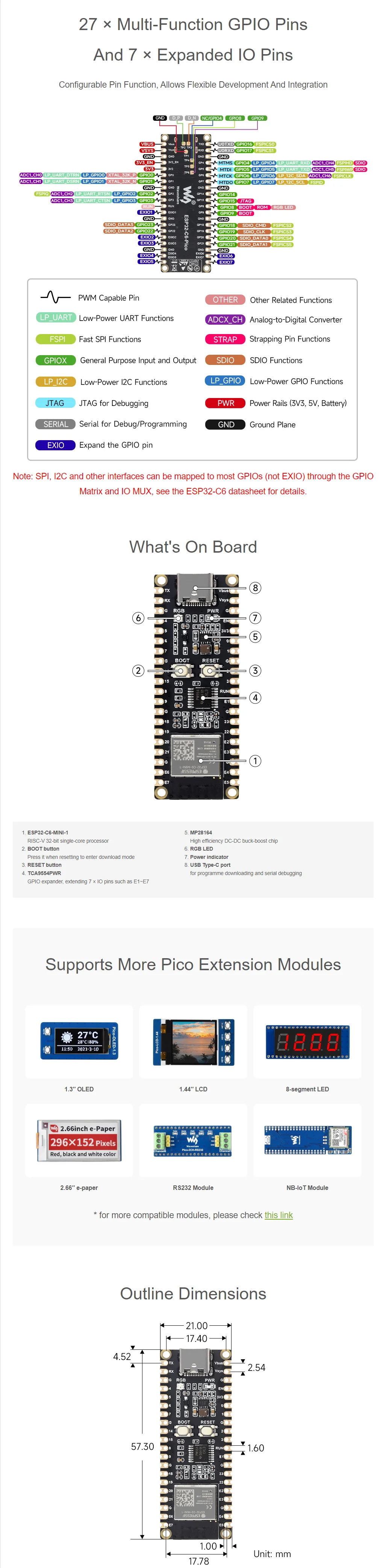 Esp32 C6 Microcontroller Wifi 6 Development Board 160mhz Single Core Processor Esp32 C6 Mini 1