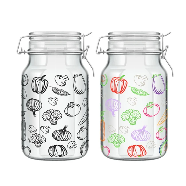 1000ml Clear Glass Jar with Airtight Clamp Lid - Flexible Food Storage ...