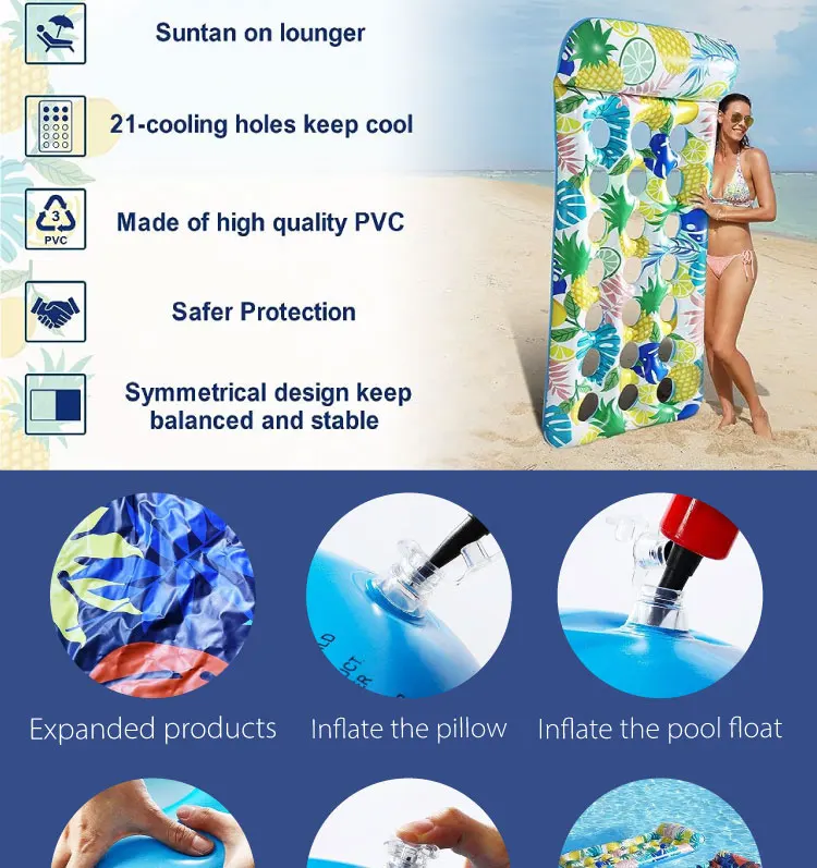 Pool Float Lounge Adult Size Inflatable Fabric Pool Float With Headrest ...