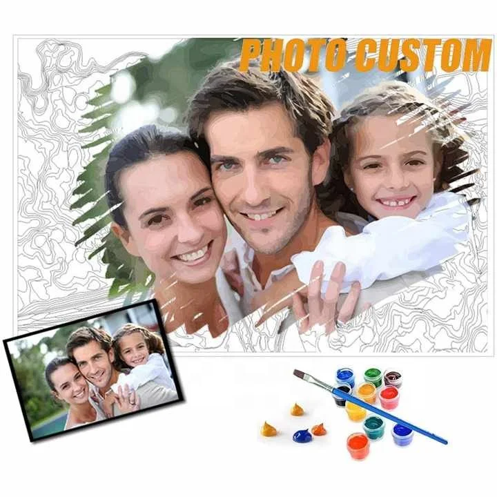 ORFON Dropshipping Photo Custom Diy Paint by Numbers Kits for Adults Beginner Customize Canvas ...