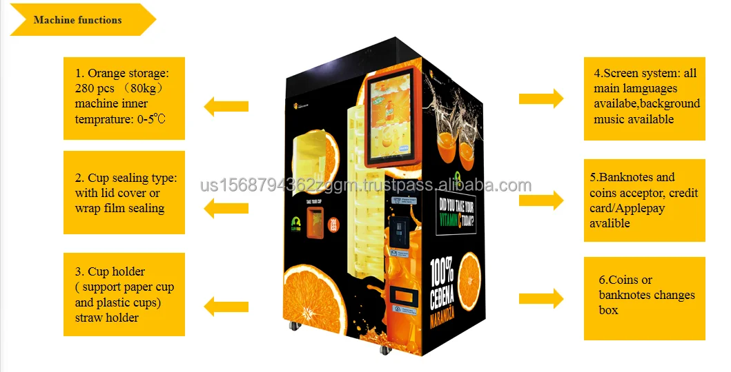 Fresh Orange Juice Vending Machine - Instant & Cooling