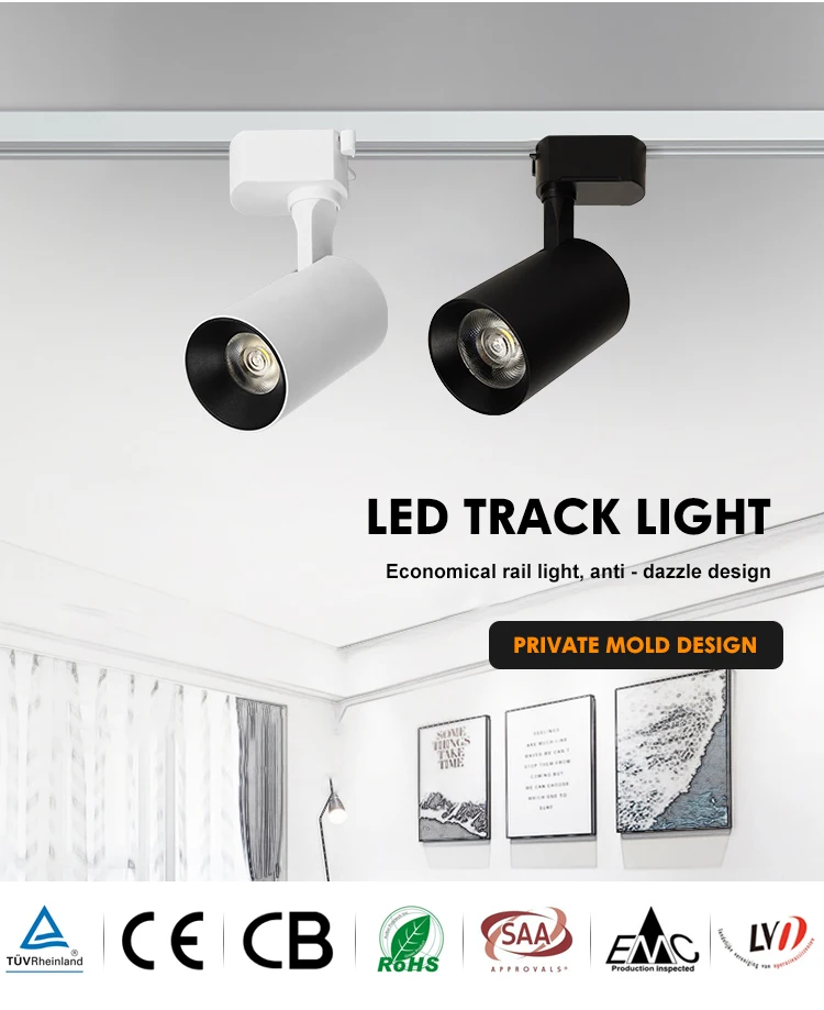 360 Degree Adjustable LED Track Lights - 20W COB Efficiency