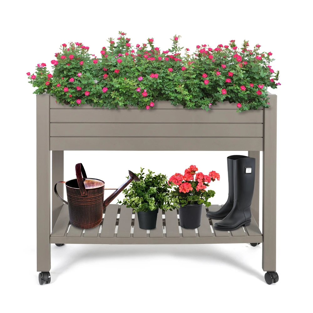 Large Portable Planter Table Plastic Garden Raised Planting Bed With ...