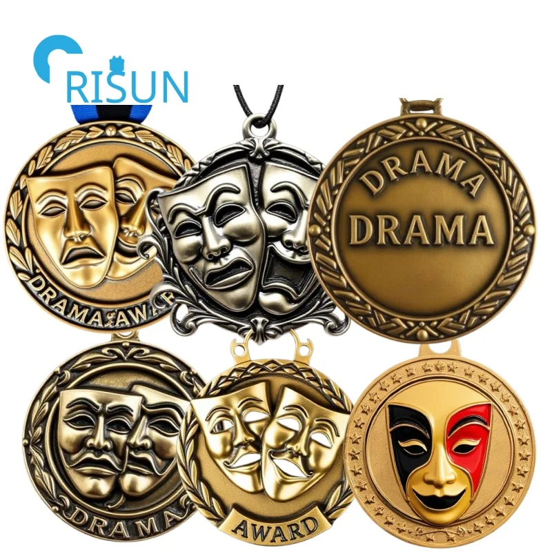 Medals For Awards Large 2-1/2 Inch Diameter Metal Antique Gold Drama ...